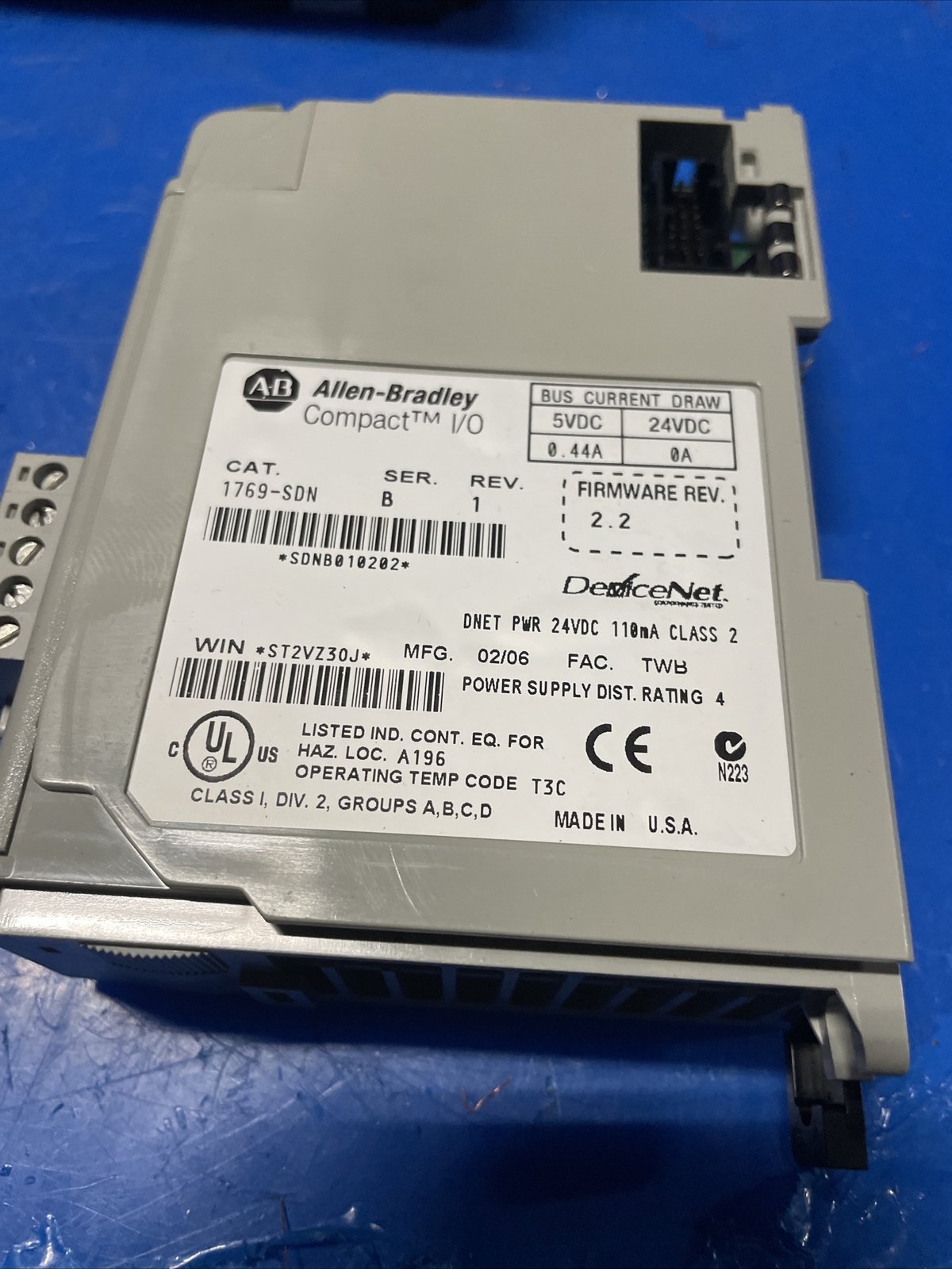 EUC-ALLEN BRADLEY 1769-SDN Ser B Rev 1 FRN 2.2 COMPACTLOGIX MODULE ...
