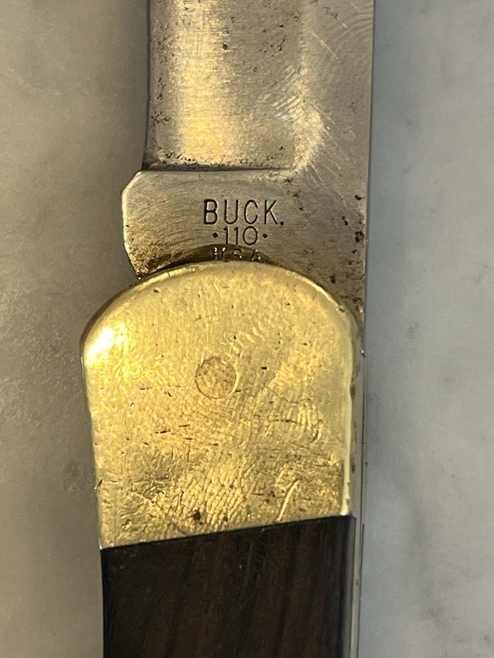 VINTAGE BUCK USA 110 FOLDING HUNTER LOCK BACK KNIFE W/LEATHER SHEATH | eBay