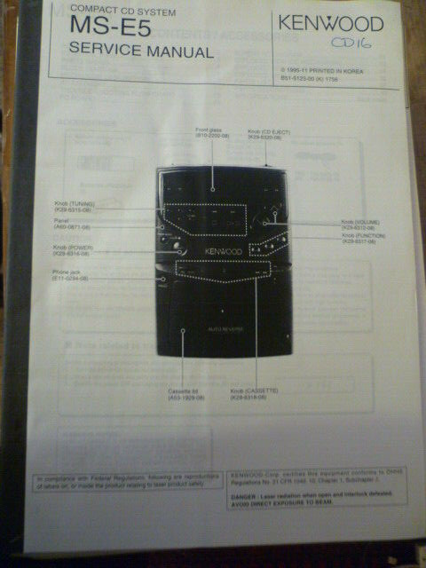Kenwood MS-E5 Compact Disc System Service Manual | eBay