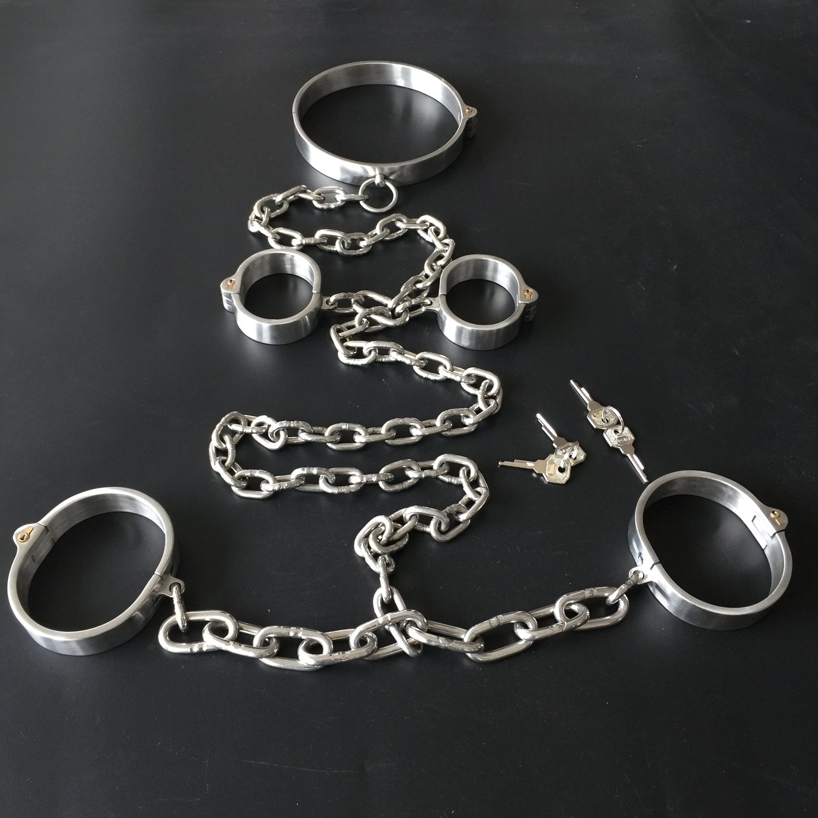 Stainless Steel Lockable BDSM Neck Collar Handcuffs Ankle Bondage ...