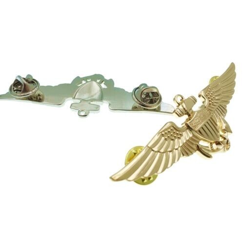 2 Set WW2 WWII U.S.Navy Metal Aviator Pilot Wings Badge Pins Golden ...