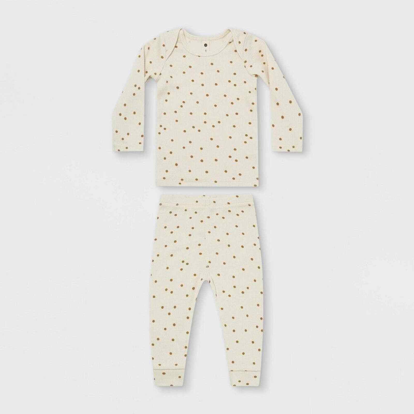 Quincy Mae Baby 2pc Honey Dots Top & Bottom Set - Honey/Natural 3-6 Months