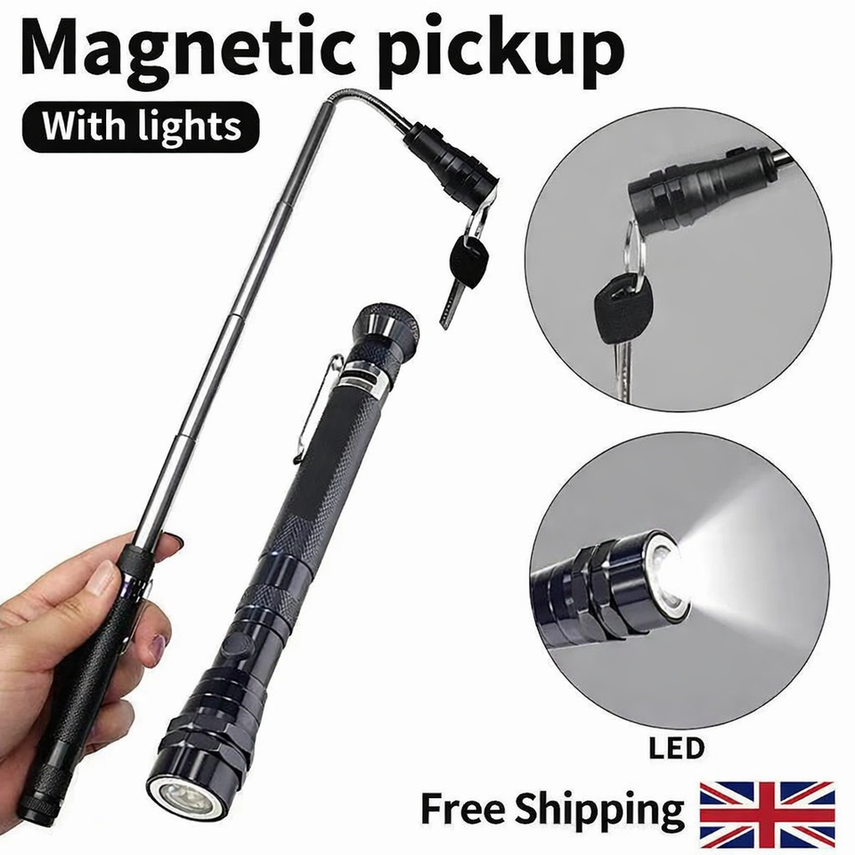 Pocket Metal LED Flexi Light Torch 17cm - 56cm 360 Magnetic Head Base ...