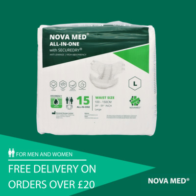 Novamed All In Ones Incontinence Pad Adult Nappies - 15 per pack- Size ...