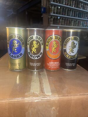 4 Different Lion Beer cans straight steel beer cans From New Zealand | eBay