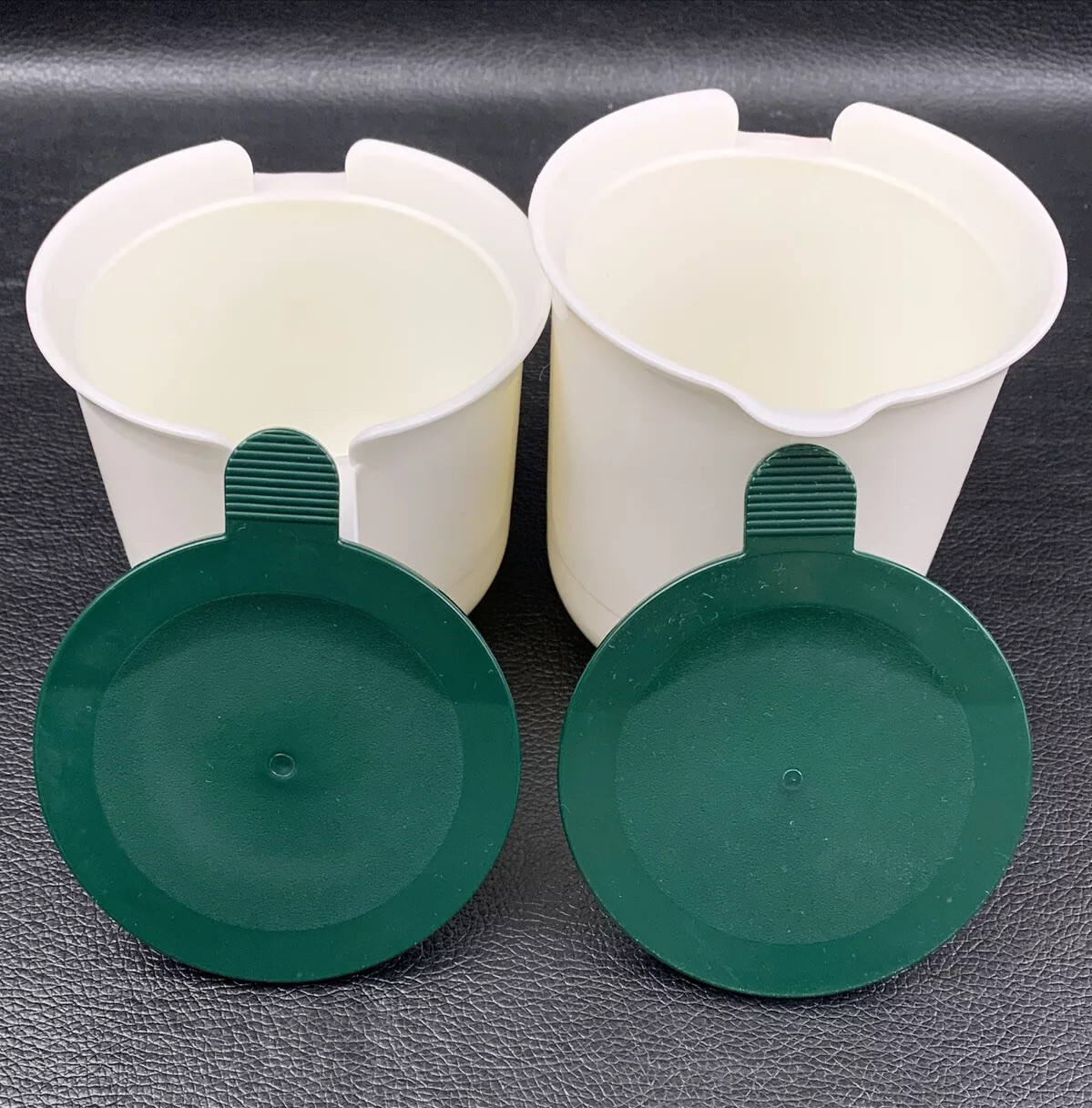 Tupperware Sugar Bowl 2310A-1 10 Oz Creamer 2309A-4 12 Oz White Green ...