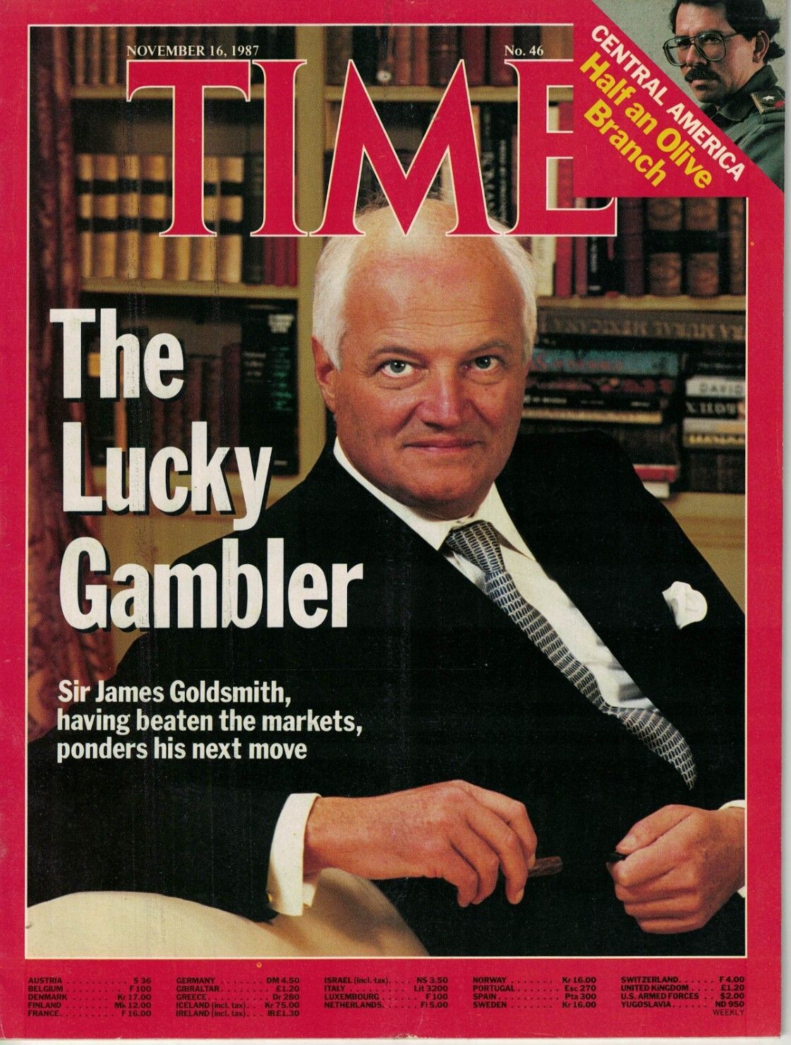 TIME Magazine November 16, 1987 Sir James Goldsmith Lucky Gambler 46 ...