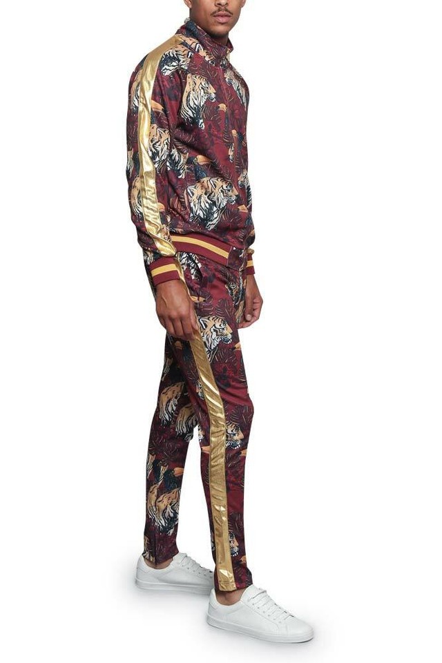 MEN'S Floral Tiger Track Pants & Jacket Jogging Track Suit Set S~5X ...