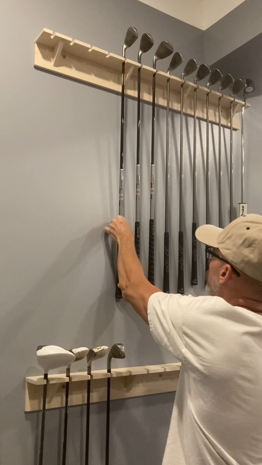 Golf Club Wall Mounted Display Rack Shelf 14 Club Holder Handcrafted ...