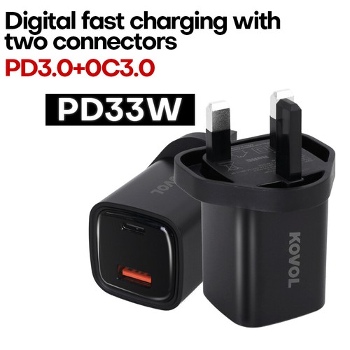 33W Super Fast Charger Adapter Plug USB-A + USB-C For Samsung Galaxy ...