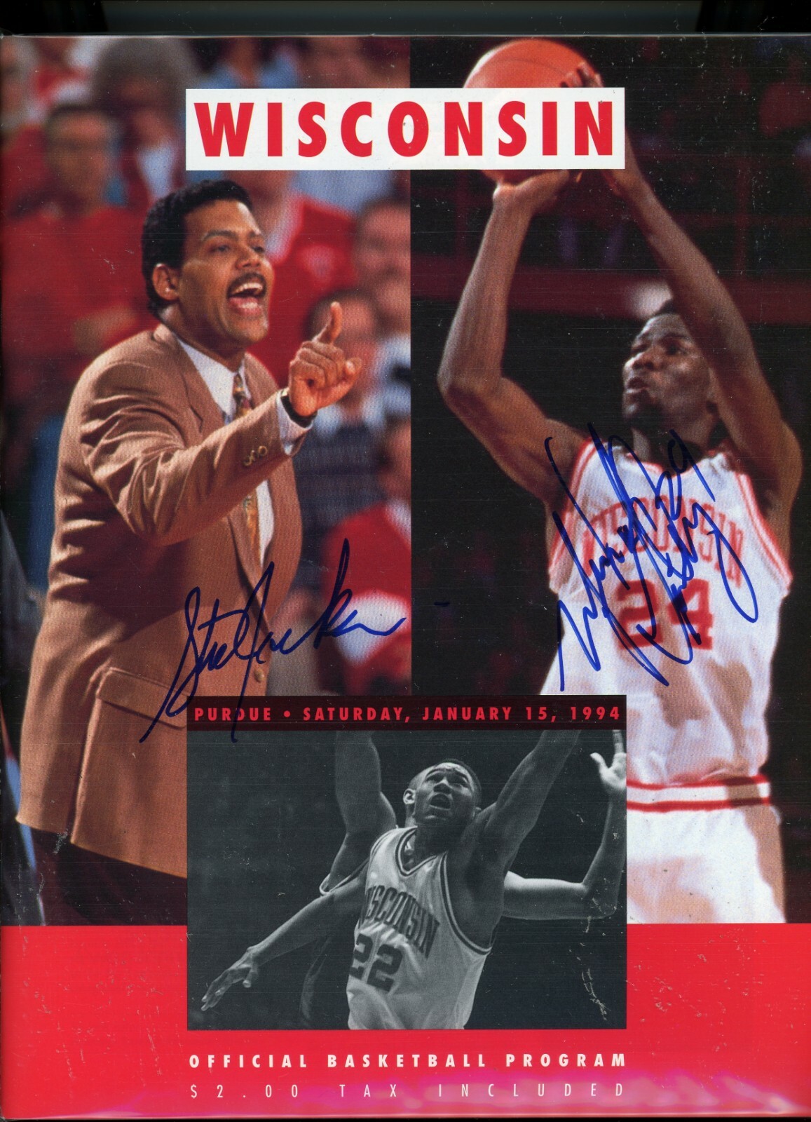 MICHAEL FINLEY STU JACKSON WISCONSIN BADGERS PROGRAM MAGAZINE signed ...