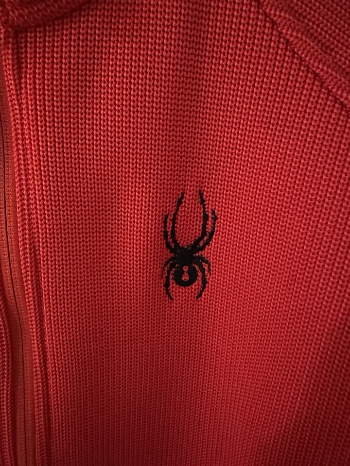 Spyder Mens Core Sweater Small Black Red Fleece Outdoors Zip Up Waffle ...