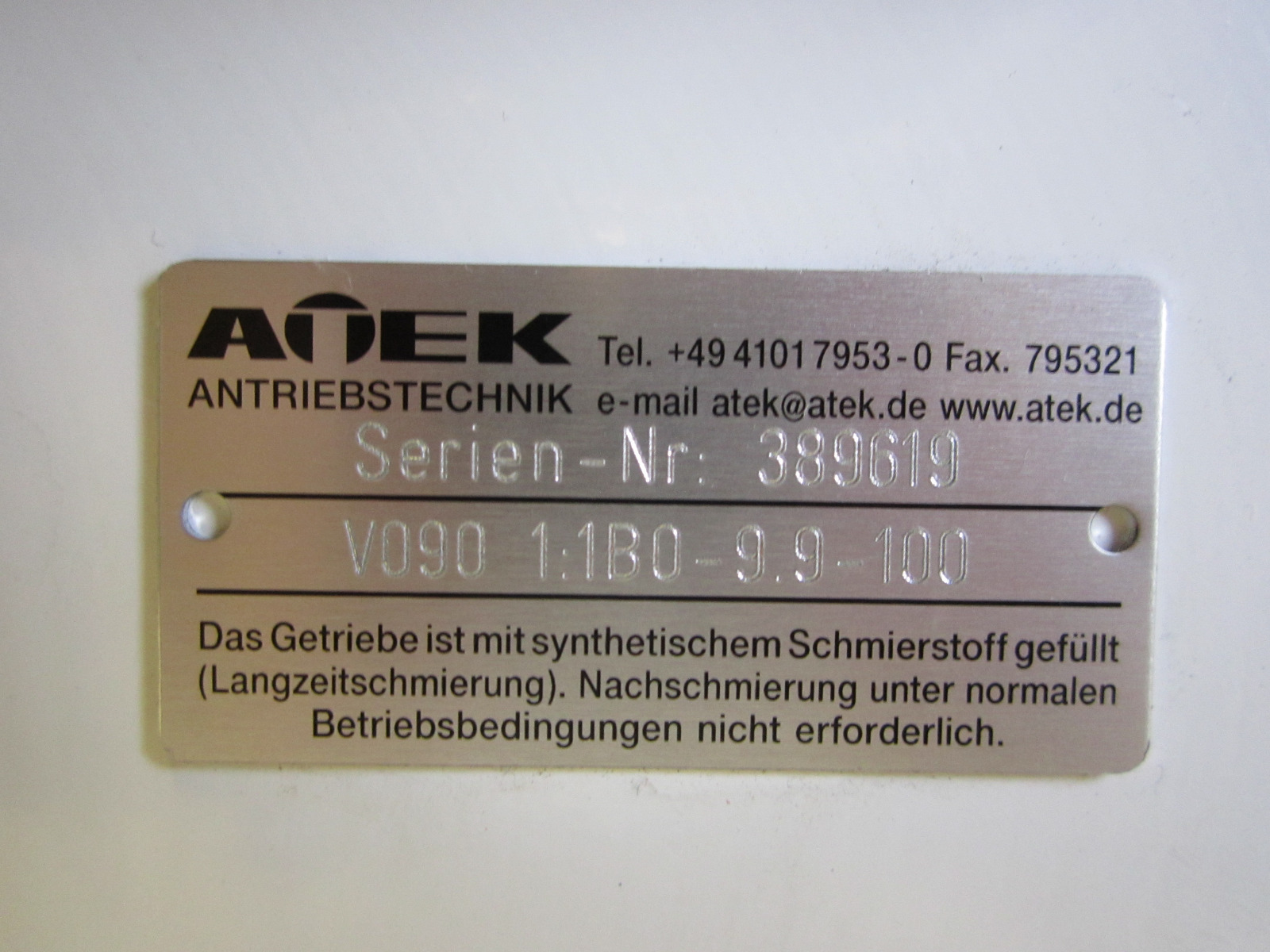 Atek Antiriebstechink V090 V 090 1:1 Gear Drive 11BO-9.9-100 Right ...