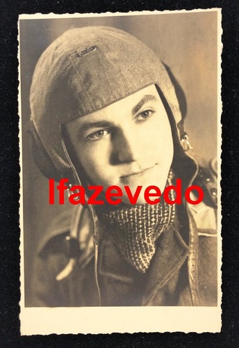 1944 WW2 GERMAN LUFTWAFFE AVIATOR PORTRAIT PHOTO PILOT AVIATION HELMET ...