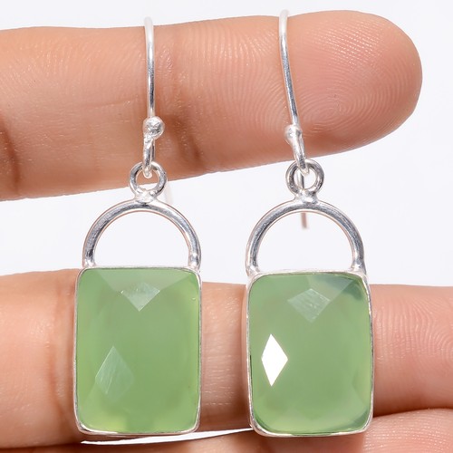 Peru Chalcedony Gemstone Fashion Jewelry 925 Silver Earrings 1.8" ARE ...