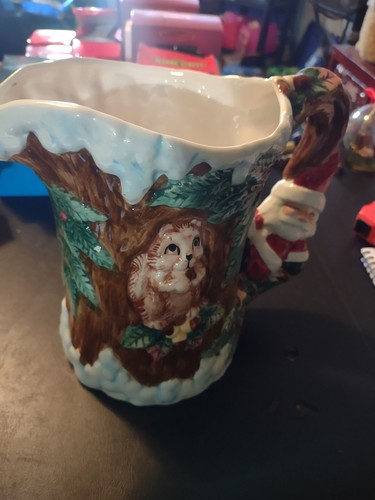 VINTAGE WORLD BAZAAR SANTA/SQUIRREL CHRISTMAS CERAMIC PITCHER | eBay