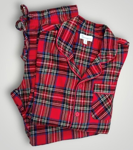 Mens Pajamagram S Flannel Pajamas 100% Cotton Tartan Plaid Red Pockets ...