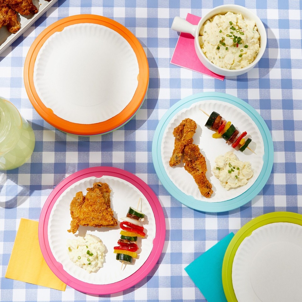 Plastic Paper Plate Holders, Picnic Supplies, 4 Colors (10 In, 20 Pack ...