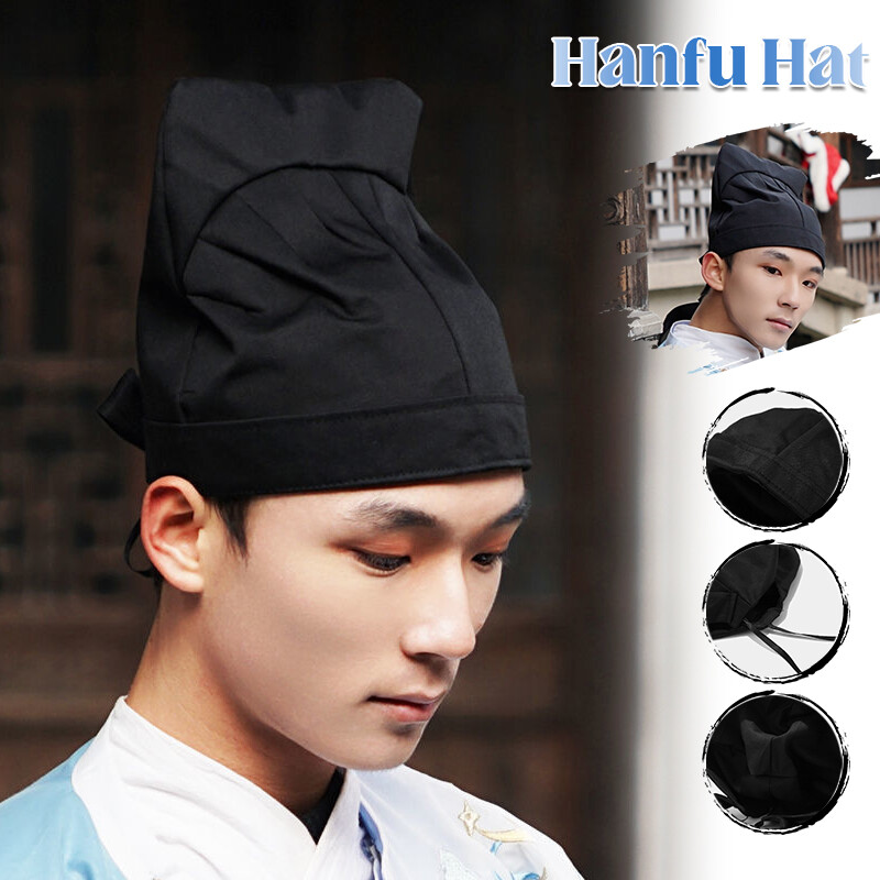 Mens Hanfu Black Hat Chinese Traditional Headdress Hanfu Ancient Props ...