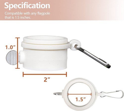 Anley 2 Pcs 1.5" Plastic Flag Pole Mounting Rings Set Anti Wrap ...