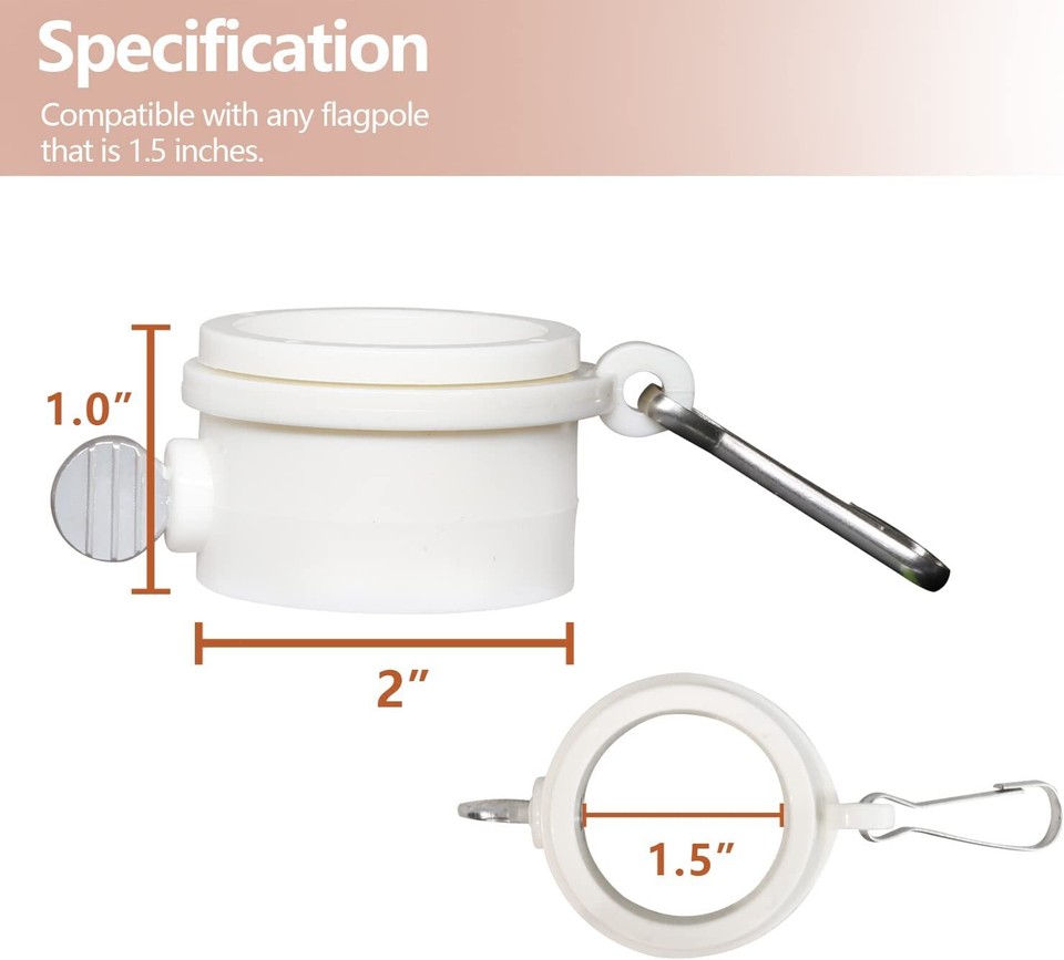 Anley 2 Pcs 1.5" Plastic Flag Pole Mounting Rings Set Anti Wrap ...