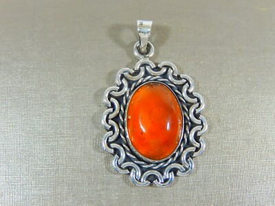 HIGHLANDER STERLING SILVER AMBER CELTIC DESIGN PENDANT SIGNED MINT ...
