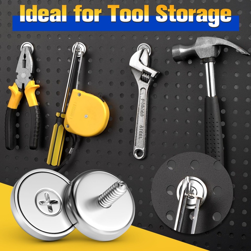 VNDUEEY Magnets with Holes Strong Rare Earth Magnets 8 Pack 40LBS ...