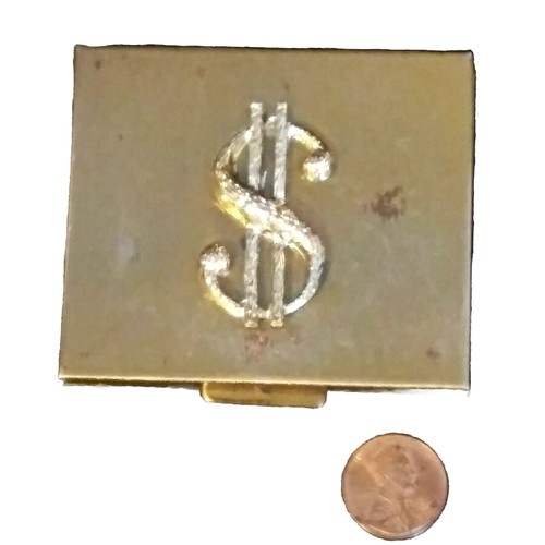 Vtg Sam Fink Mid Century $ Coin & Bill Storage Compact Brass Case Only ...