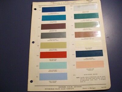 1956 Pontiac car colors Paint Chips set -PPG Ditzler w/ Spring Colors ...