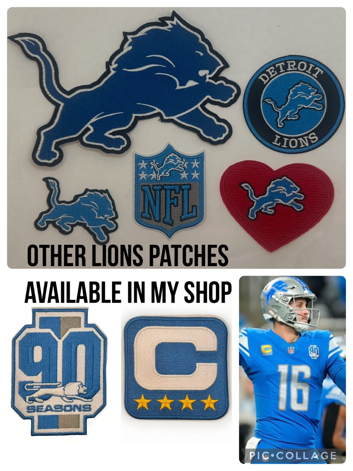 Detroit Lions BIGGEST Patch Iron On Embroidered US SELLER | eBay