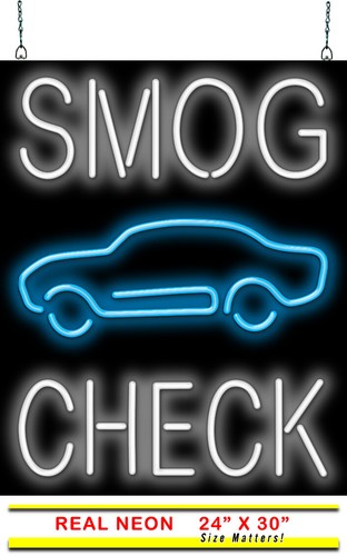 Smog Check Neon Sign Jantec 24" x 30" Garage Auto Shop Inspection Eco ...
