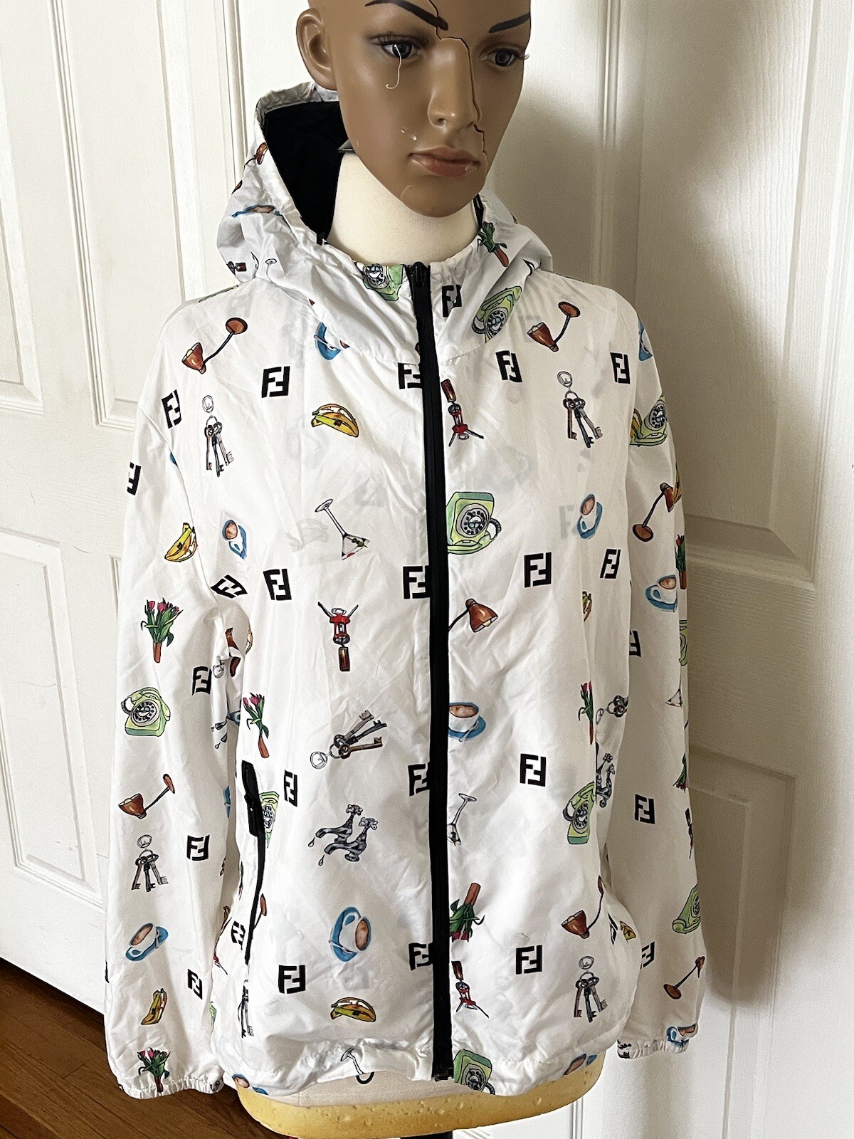 Fendi logo hooded windbreaker 48 Preowned - Gem