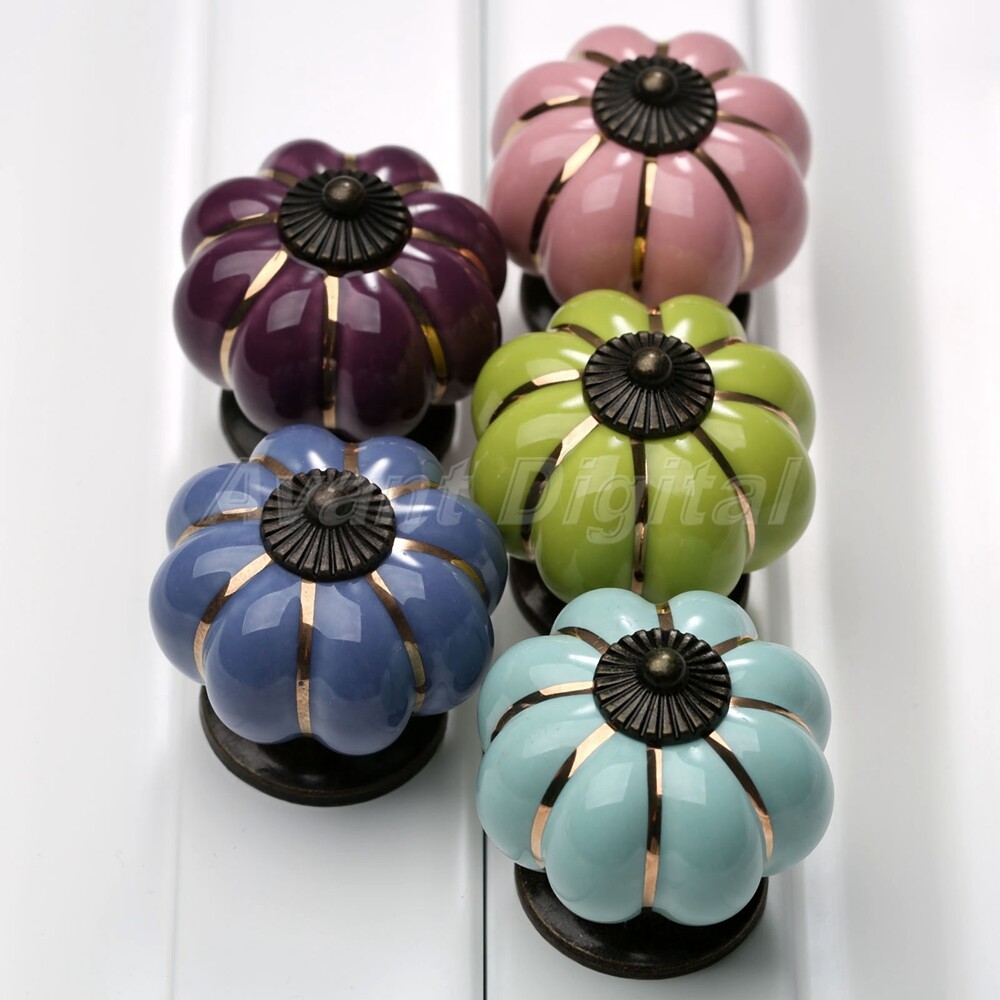 Ceramic Pumpkin Design Handle Pull Knob for Cabinet Dresser Drawer Door ...