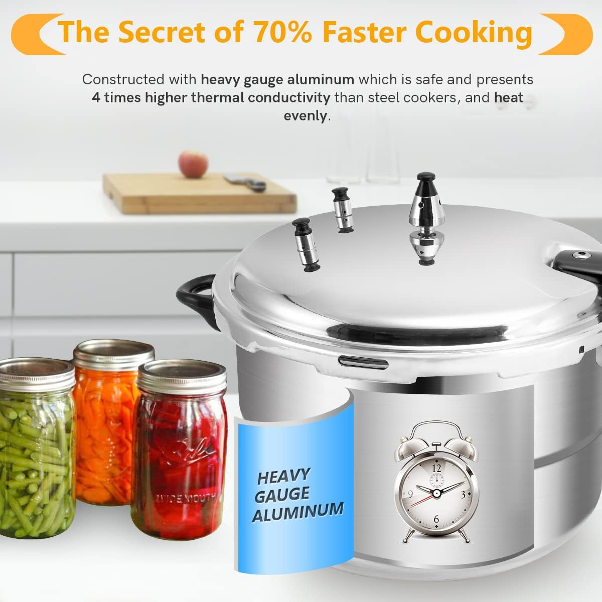 16 Quart Pressure Cooker, 10 Psi Induction Compatible Pressure Canner W ...
