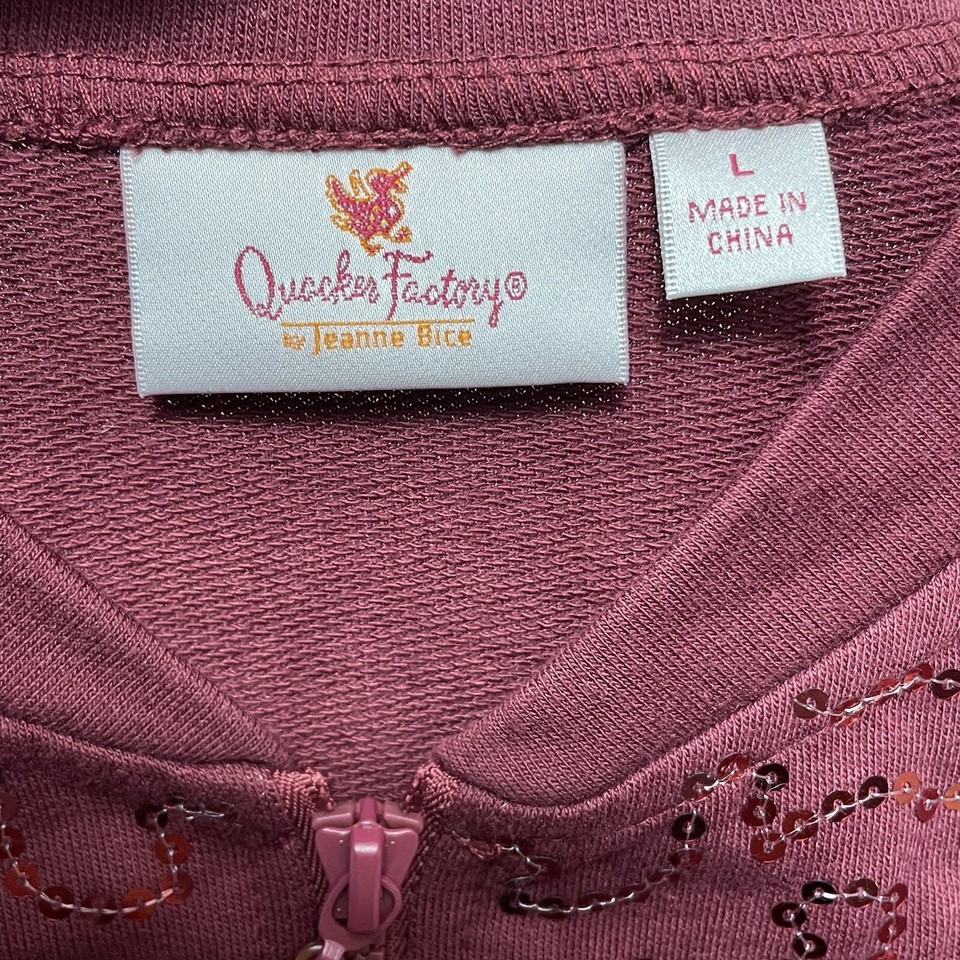 Quacker Factory Jacket Blazer Women Size L Sequin Embroidery Bling ...