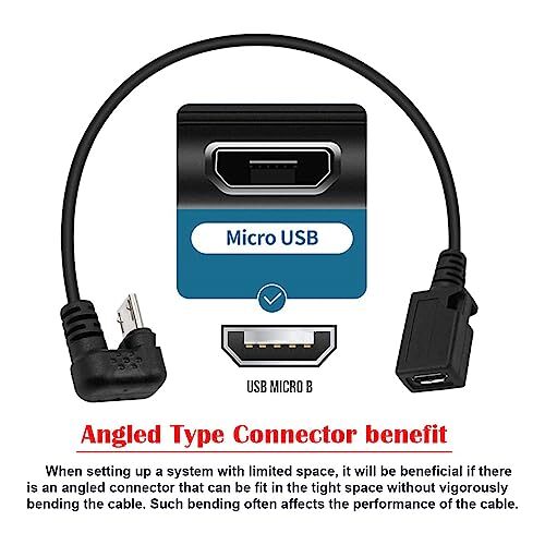 5-Pin Micro USB 2.0 Male to Female Power Data Extension Cable U-Shape ...