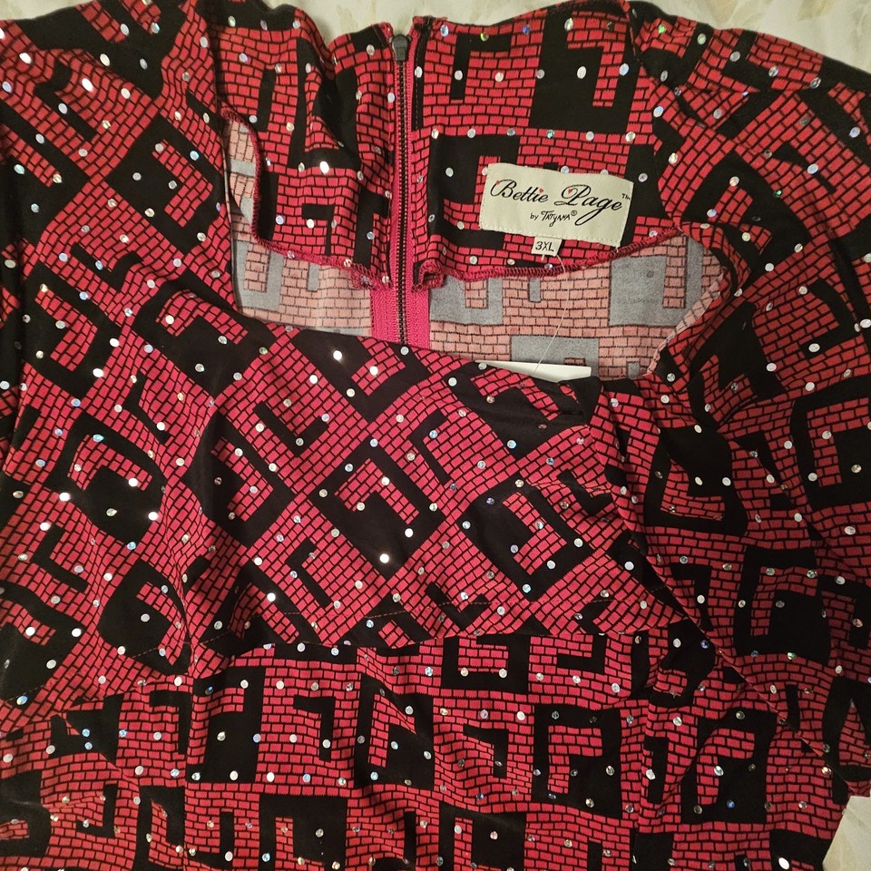 1950s Vintage STYLE Bettie Page Red Black PLUS SIZE 3X Dress Travel ...