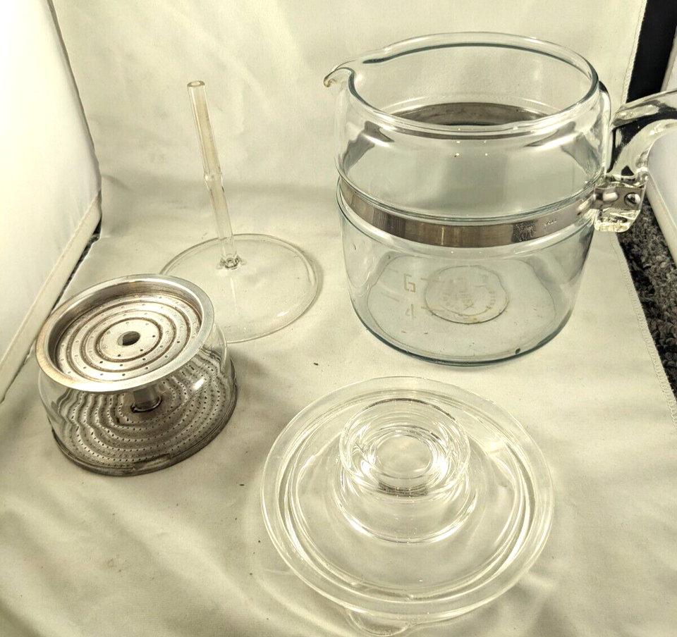 Vintage Pyrex Flameware Glass 4-6 Cup 7756 Percolator Stove Top Coffee ...
