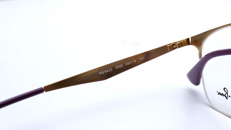 Ray-Ban RB6422 3045 Polished Violet Round Half Rim Womens Eyeglasses ...