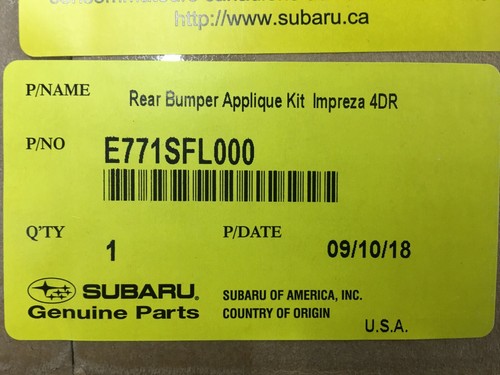 Genuine Subaru IMPREZA 2017-2023 Rear Bumper Applique Protector ...
