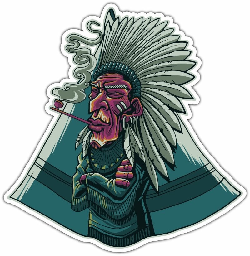Cartoon Indian Chief Smoking