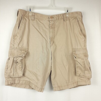 Izod Mens Cargo Utility Shorts Tan Sz 38 Pockets 100% Cotton Flat Front ...