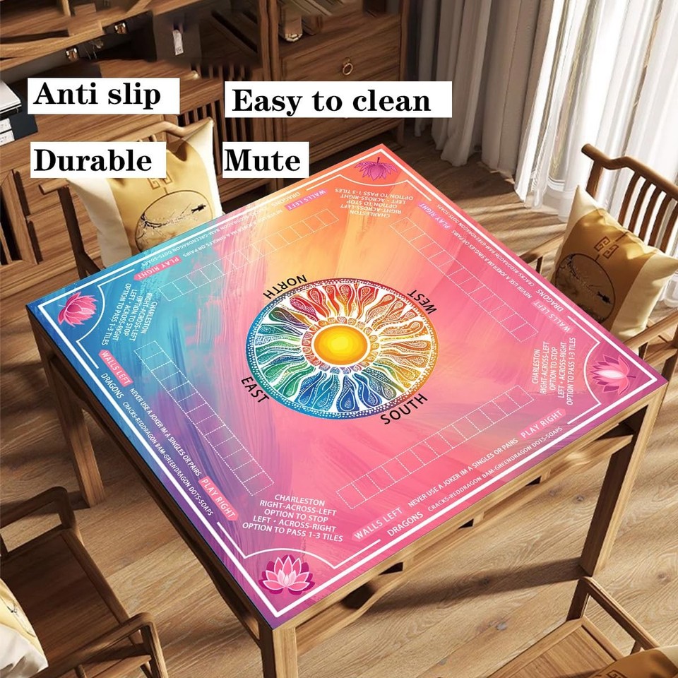 Mahjong mat for Table /31.5Inch/American Mahjong Table Cloth with Rules ...
