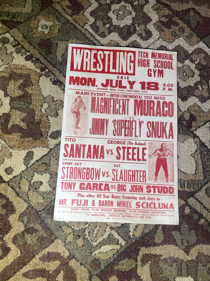 vintage Wrestling Poster Animal Steele, Muraco Super fly snuka 1970,s ...