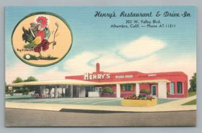 Henry's Restaurant Drive-In ALHAMBRA California Chicken in Rough Linen ...