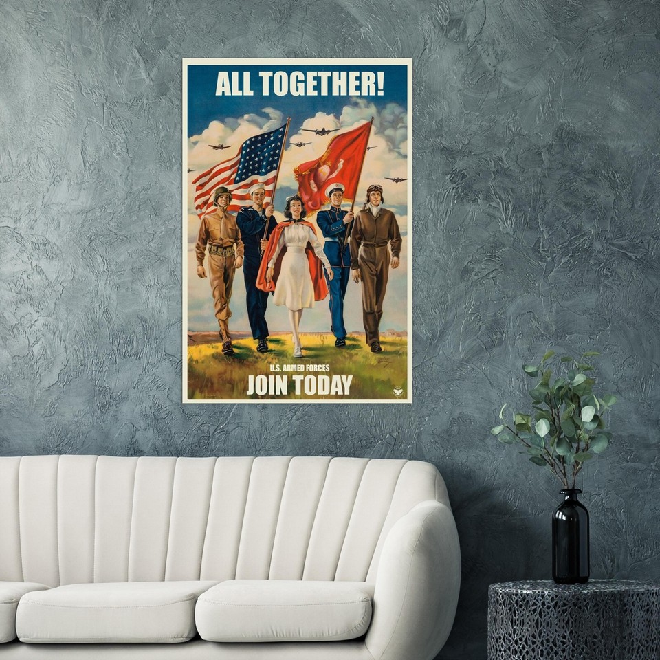 All Together - World War 2 Poster - WW2 Vintage Poster | eBay