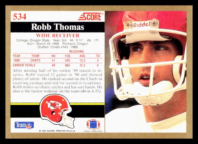 1991 Score - #534 Robb Thomas for sale online | eBay