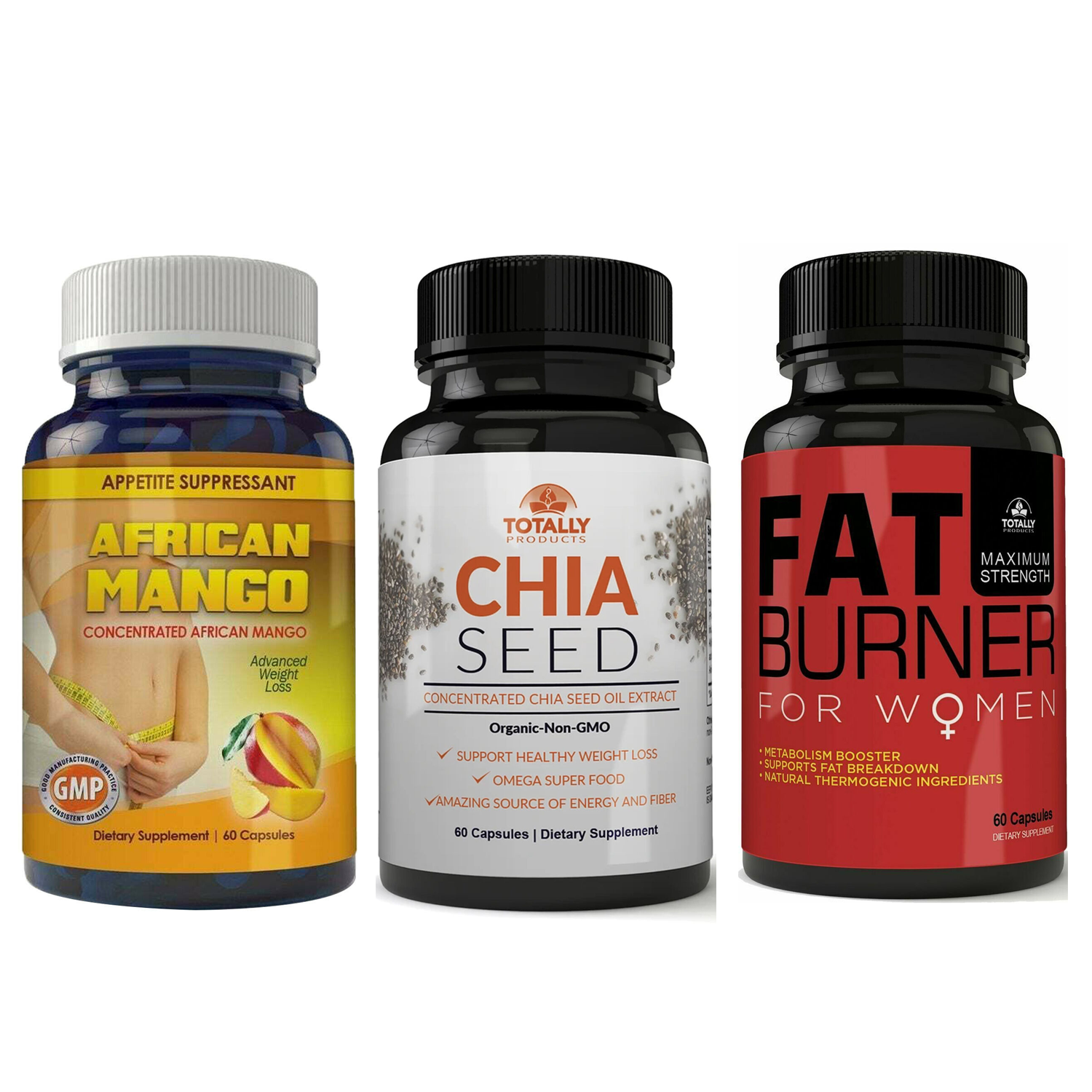 African Mango Chia Seed Oil Extract Women's Fat Burner Weight Loss ...