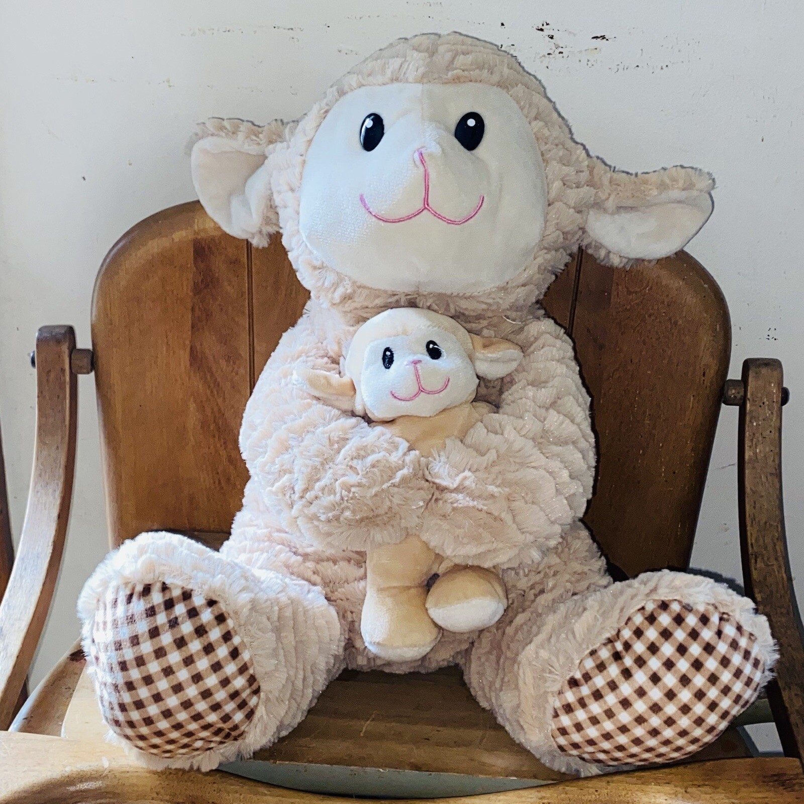 Goffa International 13" White Cream Lamb Sheep Mom with Baby Stuffed ...
