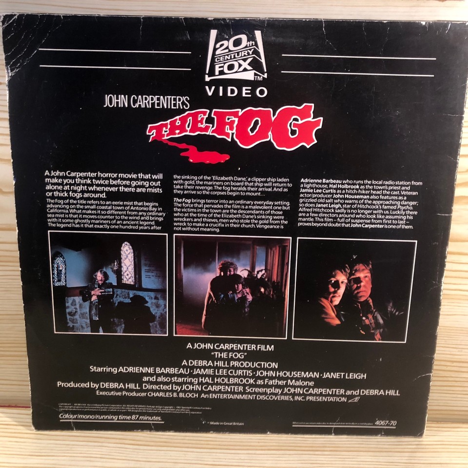 The Fog Laserdisc Horror Movie Halloween Jamie Lee Curtis Rare Cover ...